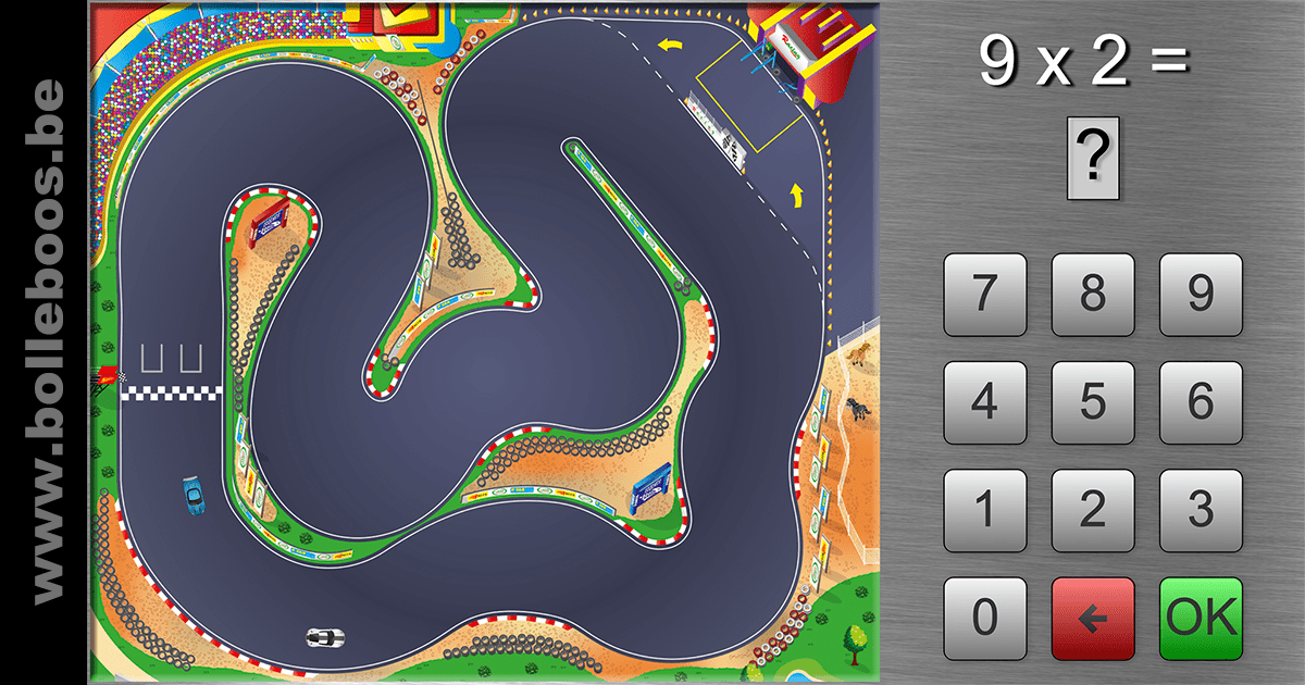 Bolleboos Tafelrace: De tafels oefenen in een race tegen de tijd. start